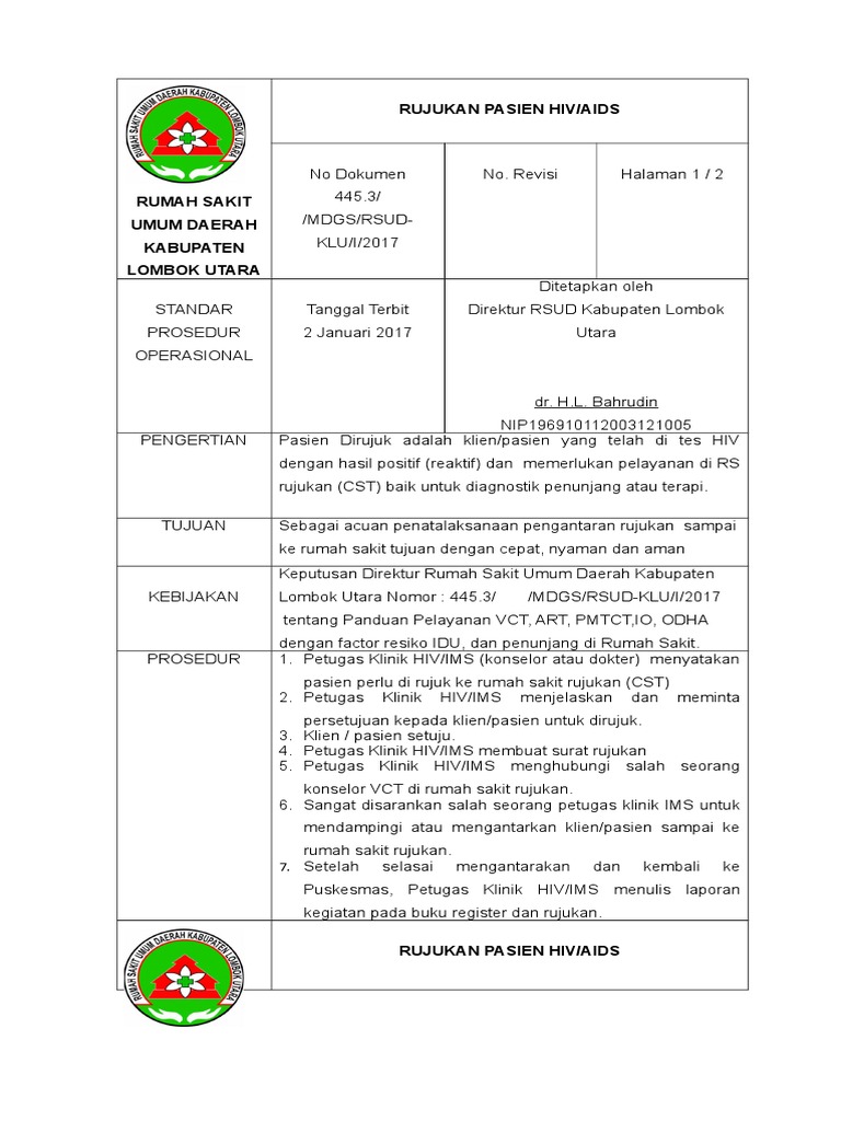 Sop Rujukan Hiv | PDF | Pengembangan Diri | Kesehatan Holistik