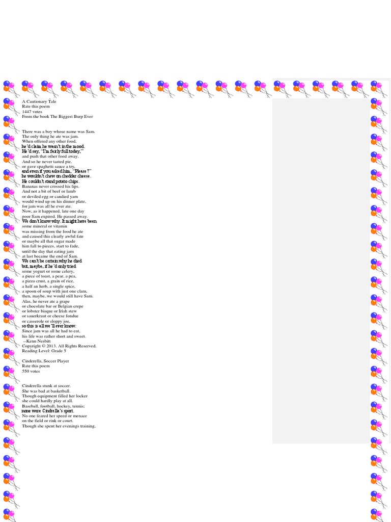 Ken Nesbitt Poems | PDF