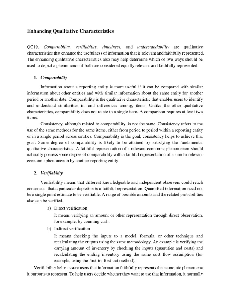 Summary Enhancing Qualitative Characteristics | PDF | Qualitative ...