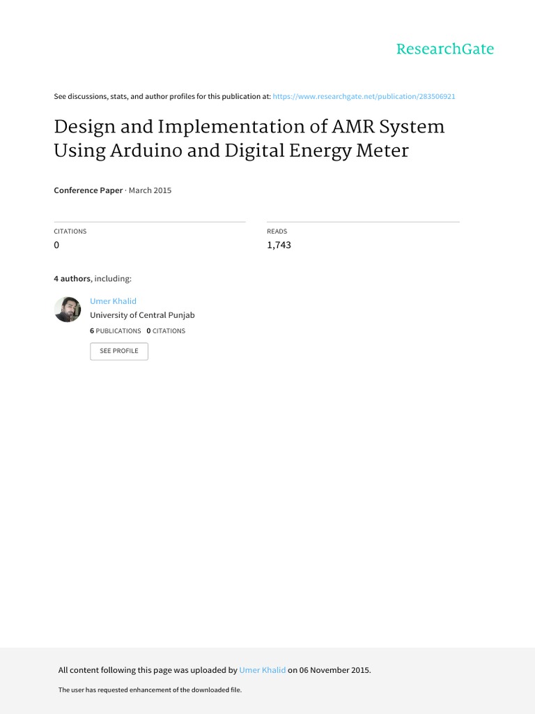 Design and Implementation of AMR System Using Arduino and Digital ...