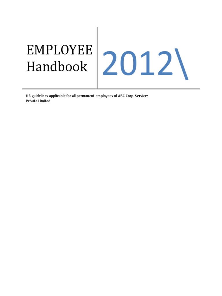 Employee Handbook: HR Guidelines Applicable For All Permanent Employees ...