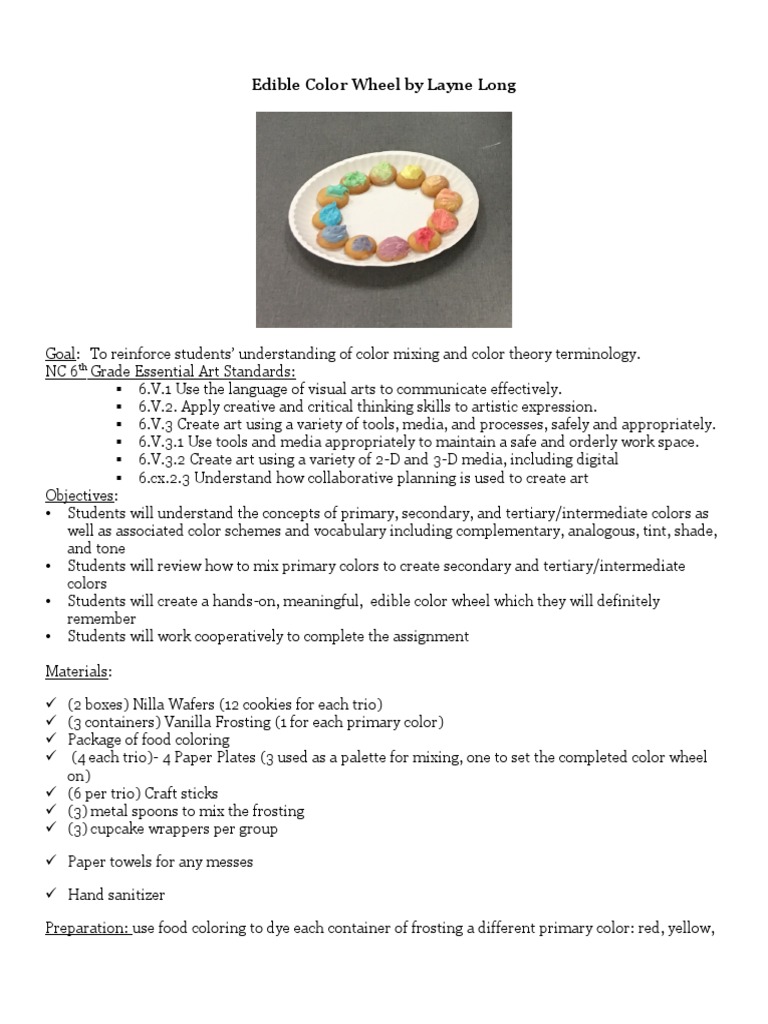 Edible Color Wheel Art Lesson Plan | PDF | Color | Communication