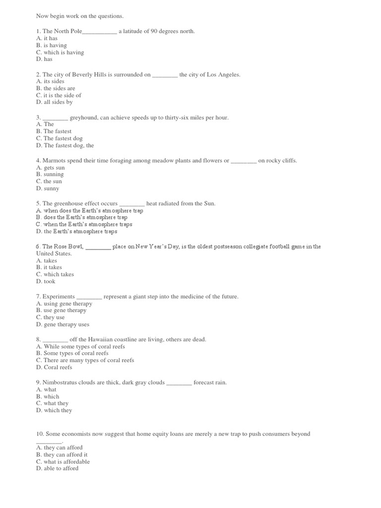 TOEFL Structure | PDF | Coral Reef | Adjective