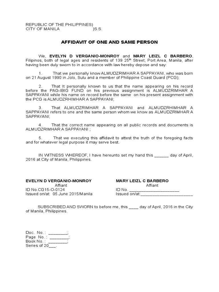 Affidavit of Disinterested Person | PDF