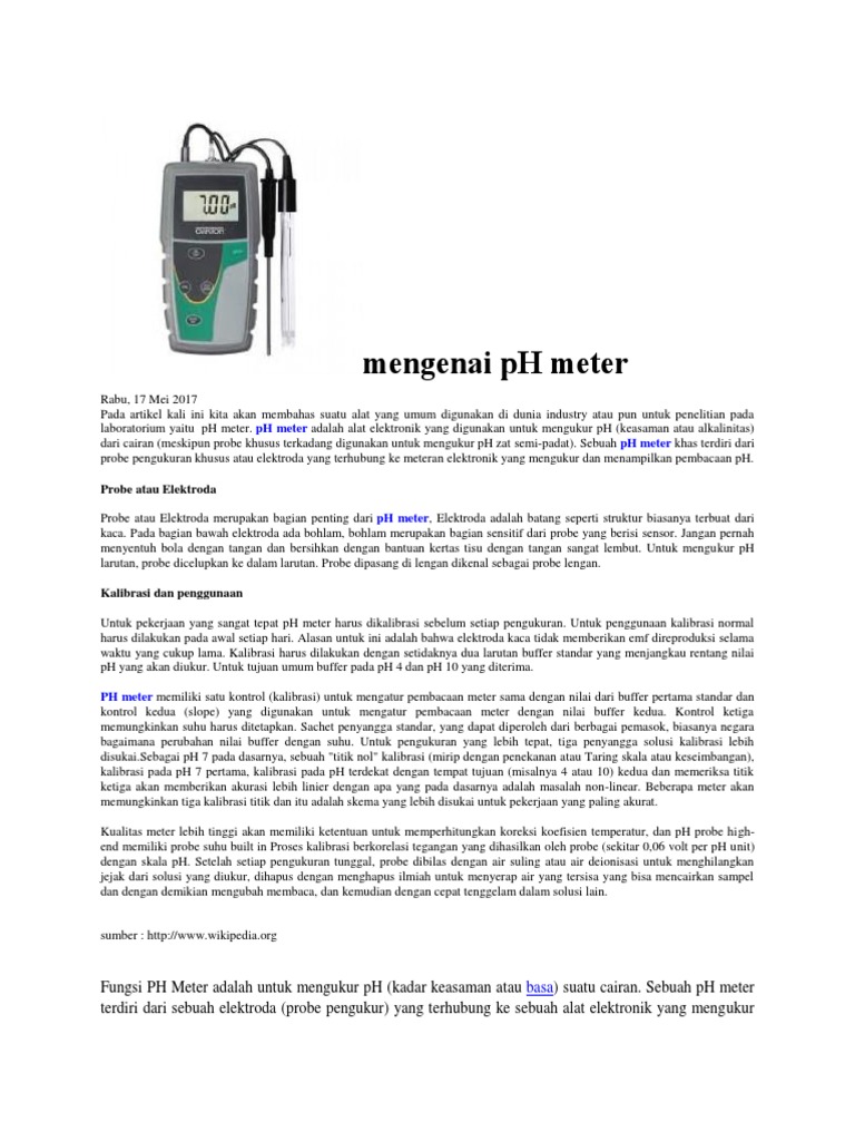 Panduan Lengkap Menggunakan pH Meter | PDF