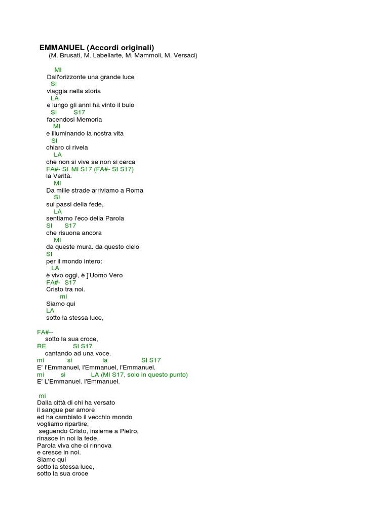 Emmanuel - Accordi Originali | PDF