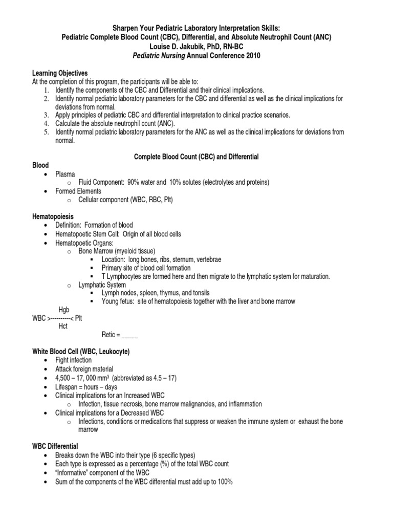 CBC Interpretation | Download Free PDF | Anemia | White Blood Cell