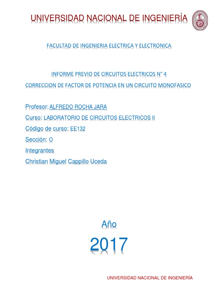 Lab. de Circuitos Electricos 2 Informe Previo 4 | PDF | Energia electrica | Inductor