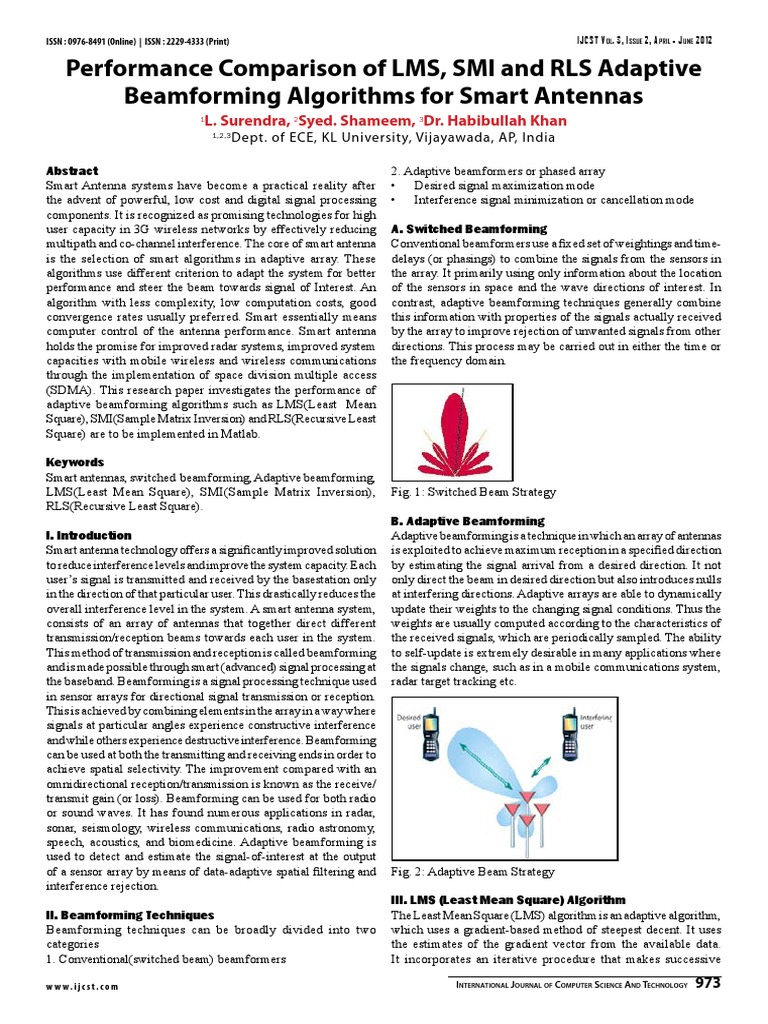 Performance of Adaptive Beamforming Algorithms | PDF | Eigenvalues And ...