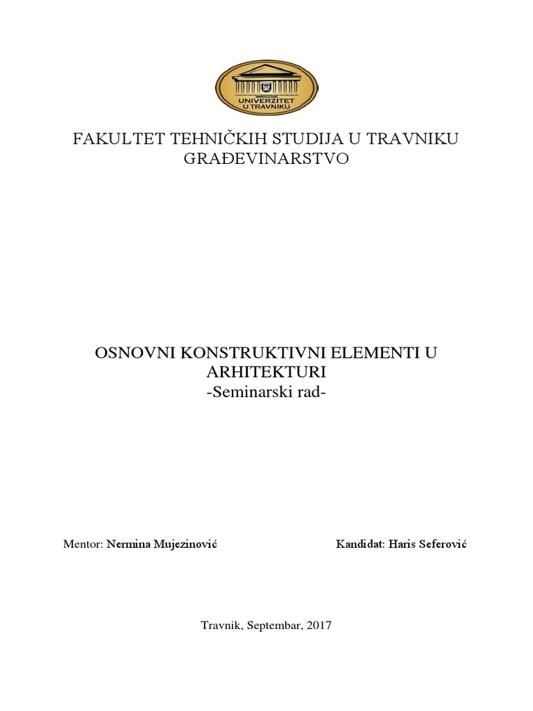 Osnovni Konstruktivni Elementi U Arhitekturi | PDF
