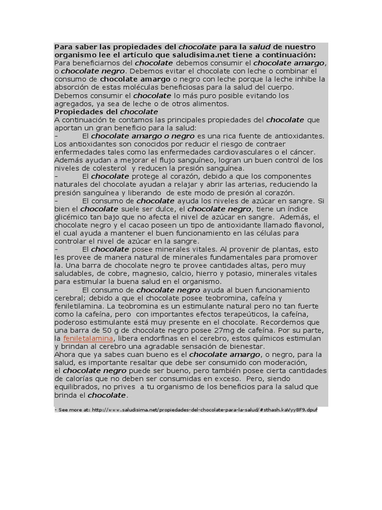 El Chocolate | PDF | Chocolate | Antioxidante