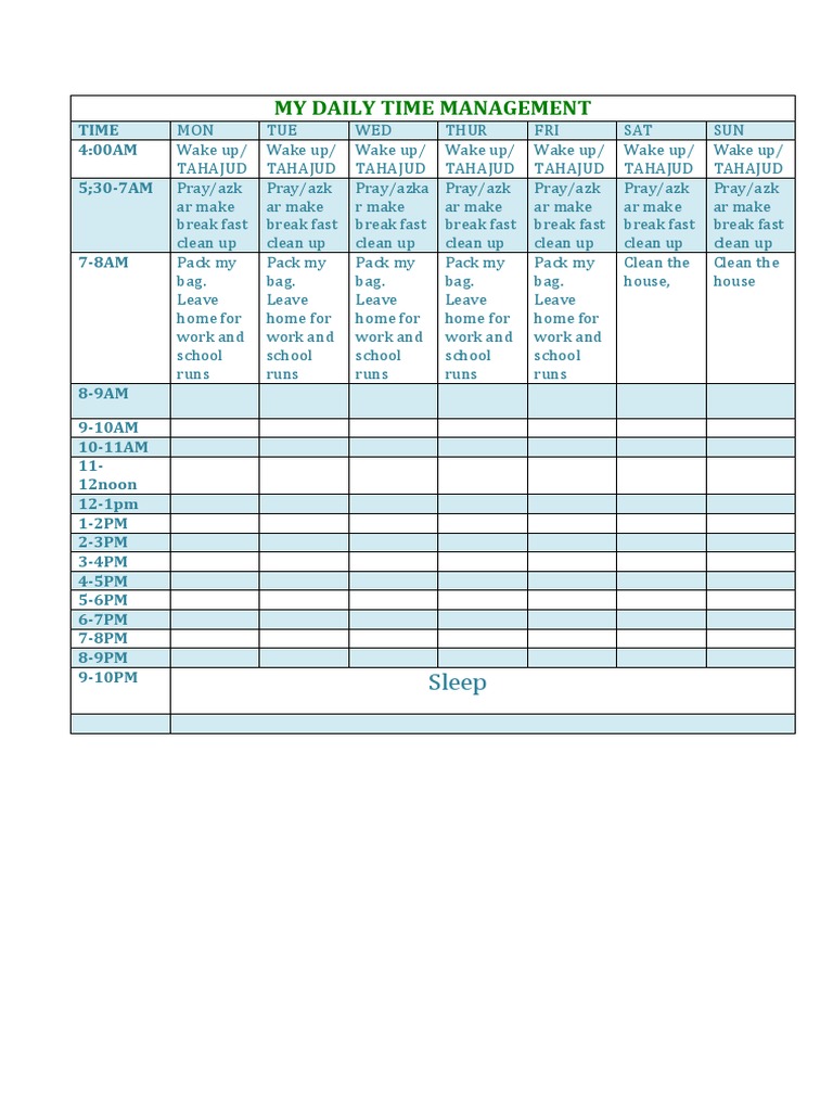 My Daily Time Management | PDF