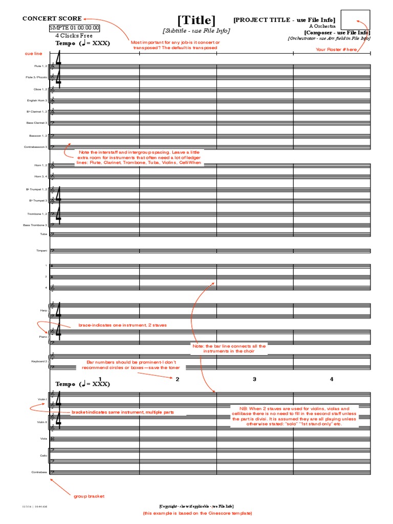 Score Template Orchestra | PDF | Orchestras | Musical Instruments