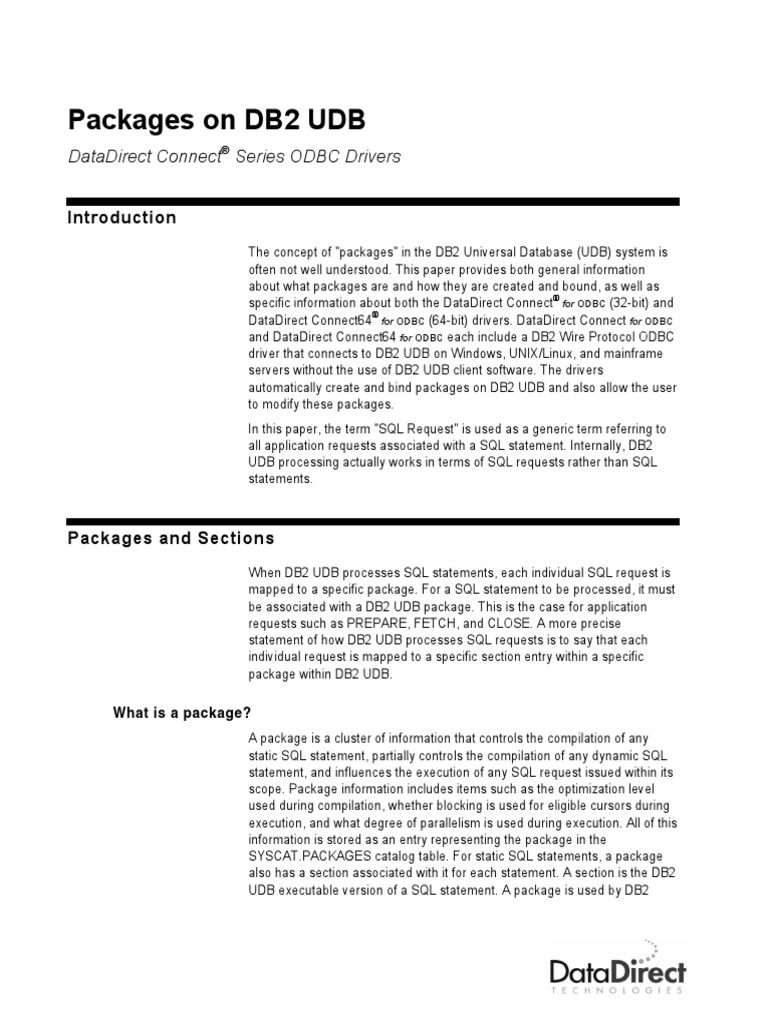 Packages On Db2 Udb: Datadirect Connect Series Odbc Drivers | PDF | Ibm ...