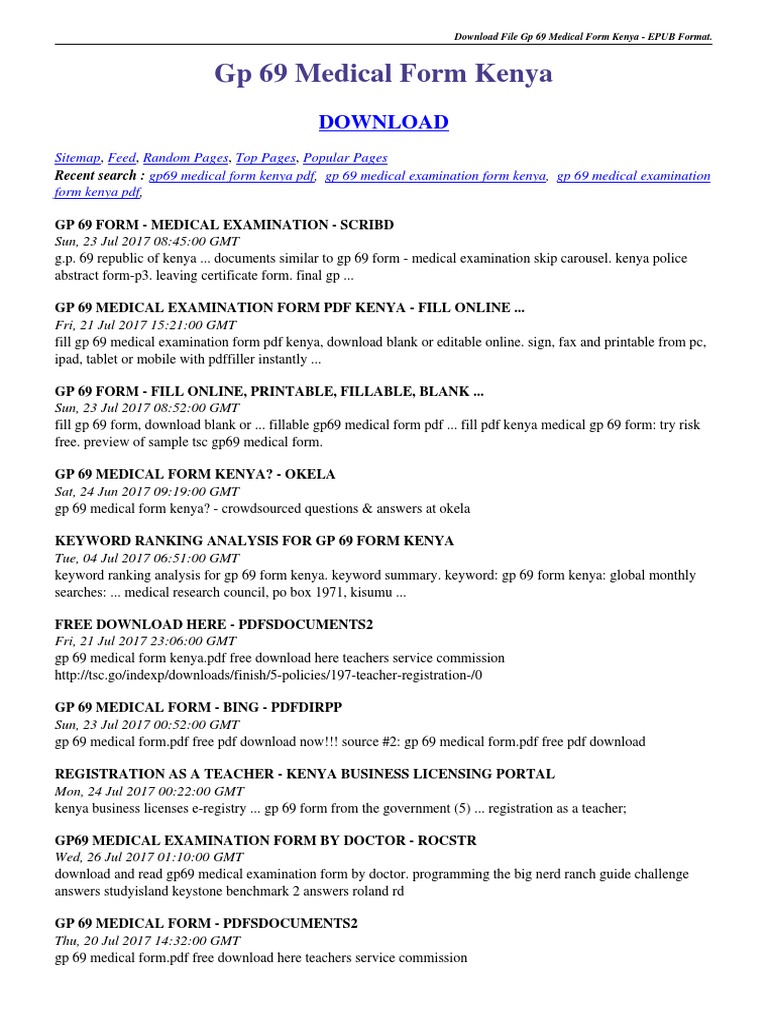 GP 69 Medical Form Kenya PDF | PDF | Digital Technology | World Wide Web