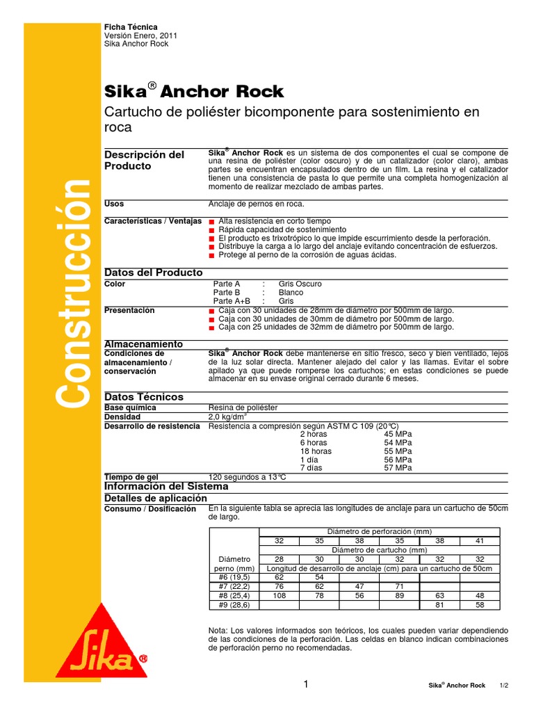 Sika Anchor Rock | PDF | Información | Science