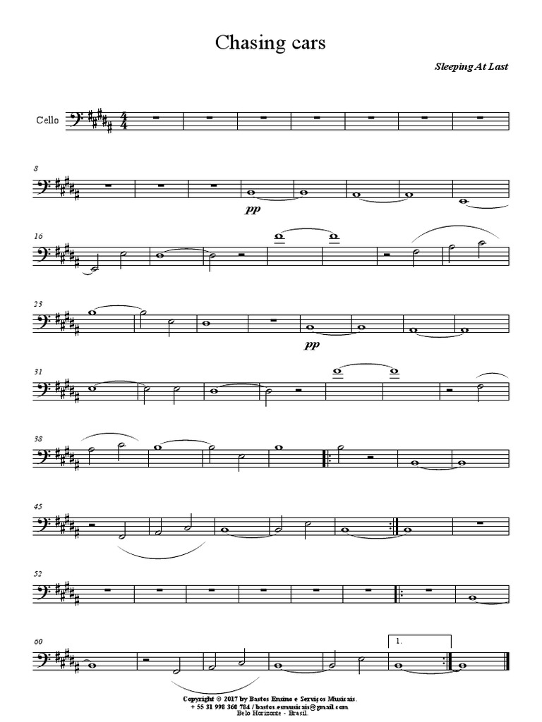 Chasing Cars - Cello | PDF