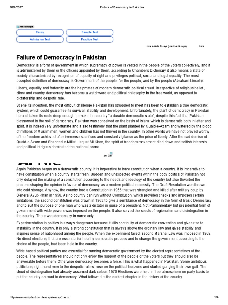 Failure of Democracy in Pakistan | PDF | Pakistan | Muhammad Zia Ul Haq