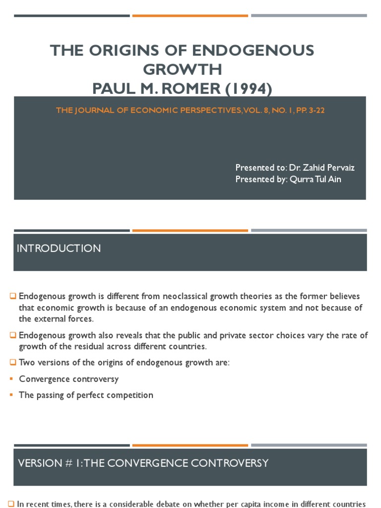 Endogenous Growth Theory | PDF | Economic Model | Economic Growth