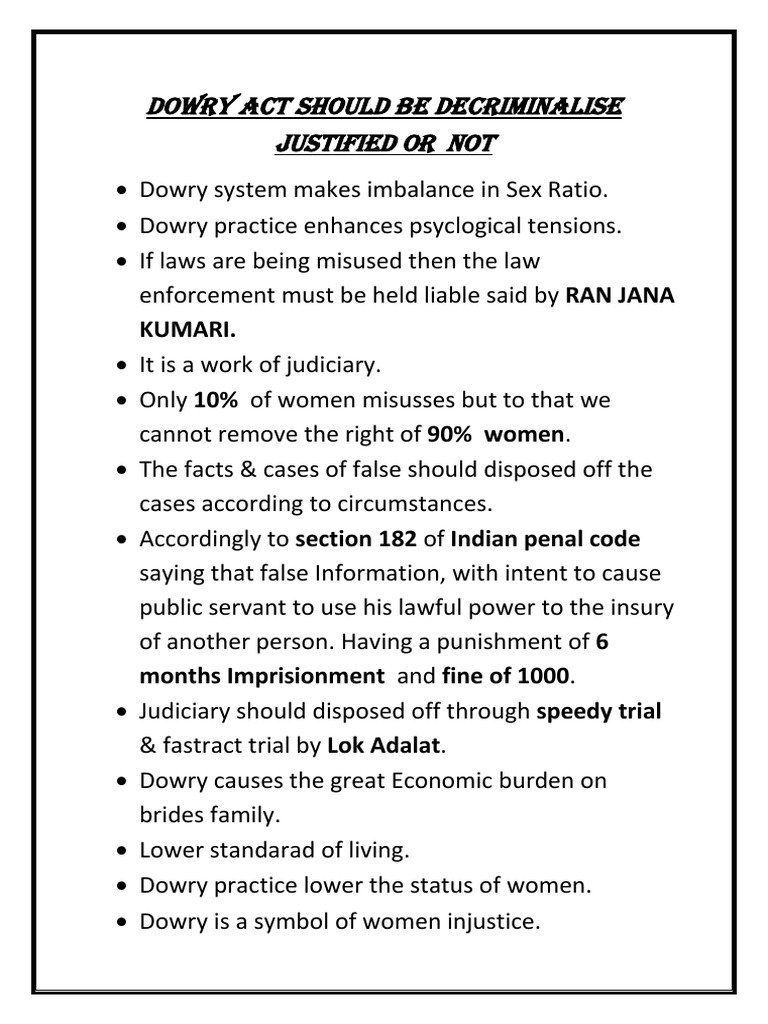 Dowry Act 1961 | PDF