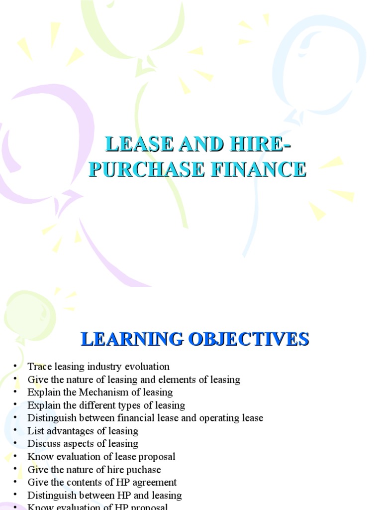 Lease and Hire Purchase | PDF | Business | Lease