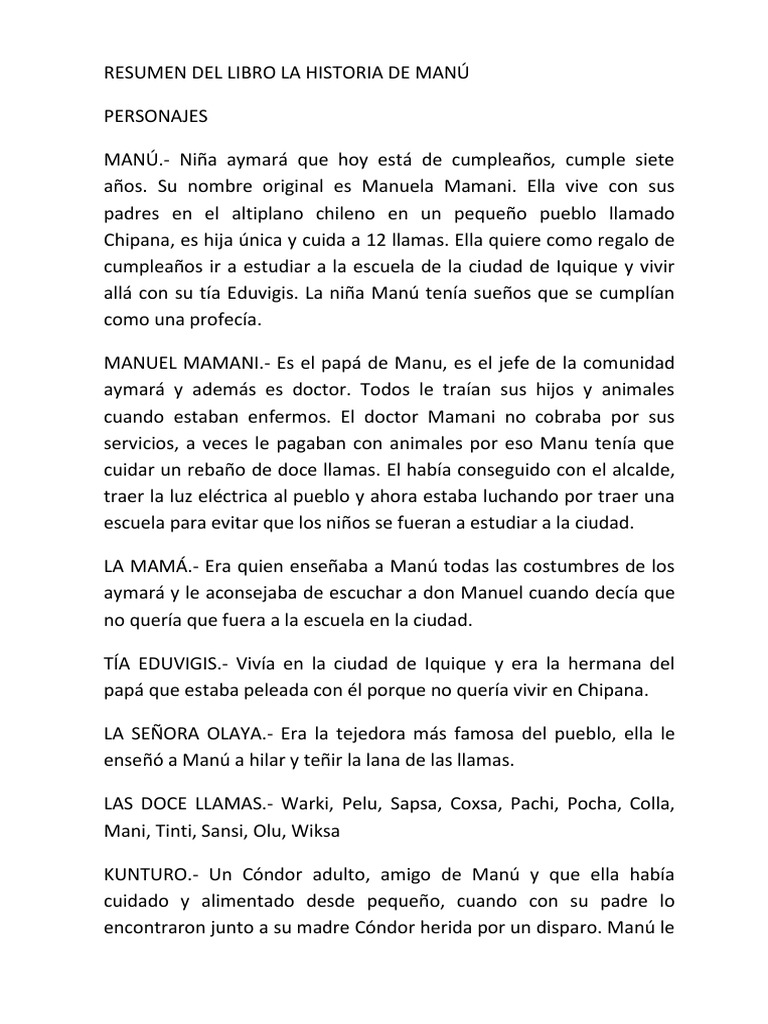 Resumen de "La Historia de Manú" | PDF | Ocio
