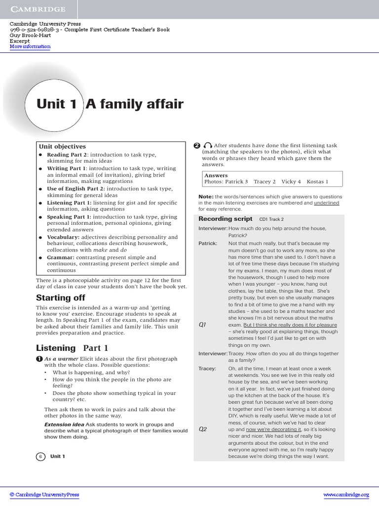 Unit 1 A Family Affair - 59c0e6a01723ddbea5dd066b PDF | PDF | Question ...
