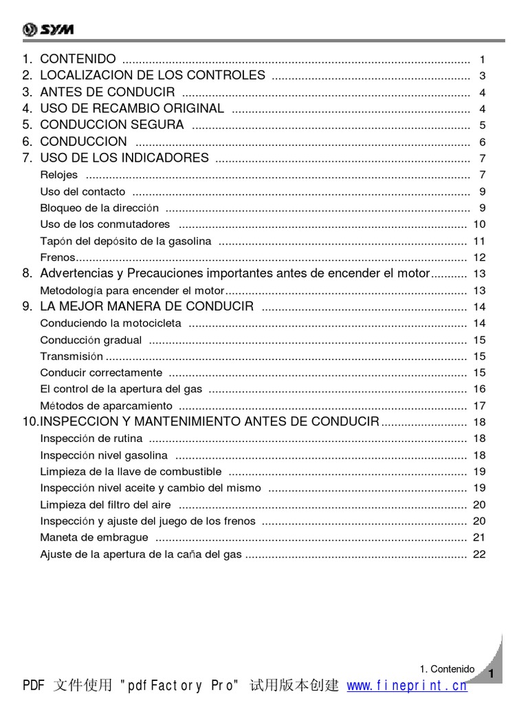 (SYM) Manual de Propietario SYM Wolf | PDF | Motocicleta | Embrague