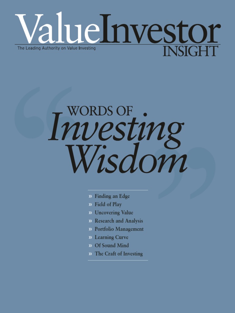 Value Investor Insight - Words of Wisdom PDF | PDF | Value Investing ...