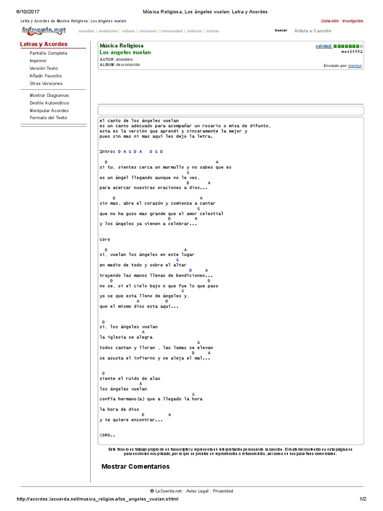 Música Religiosa, Los Ángeles Vuelan_ Letra y Acordes | Ocio ...