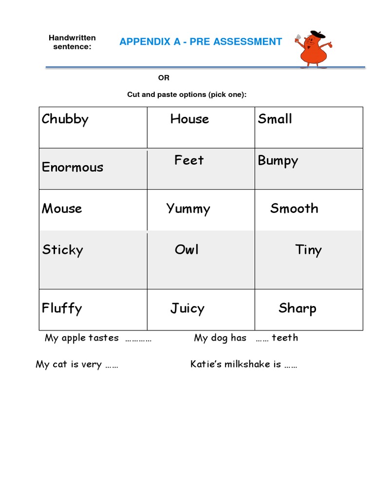 Adjective Selection Pre-Assessment | PDF