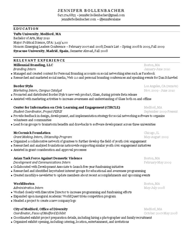 Jenn Bollenbacher Resume 2010 | PDF | Civic Engagement | Social ...