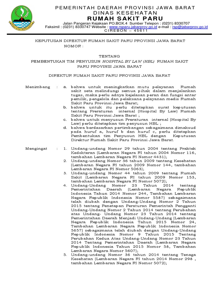 SK Tim Penyusun HBL | PDF