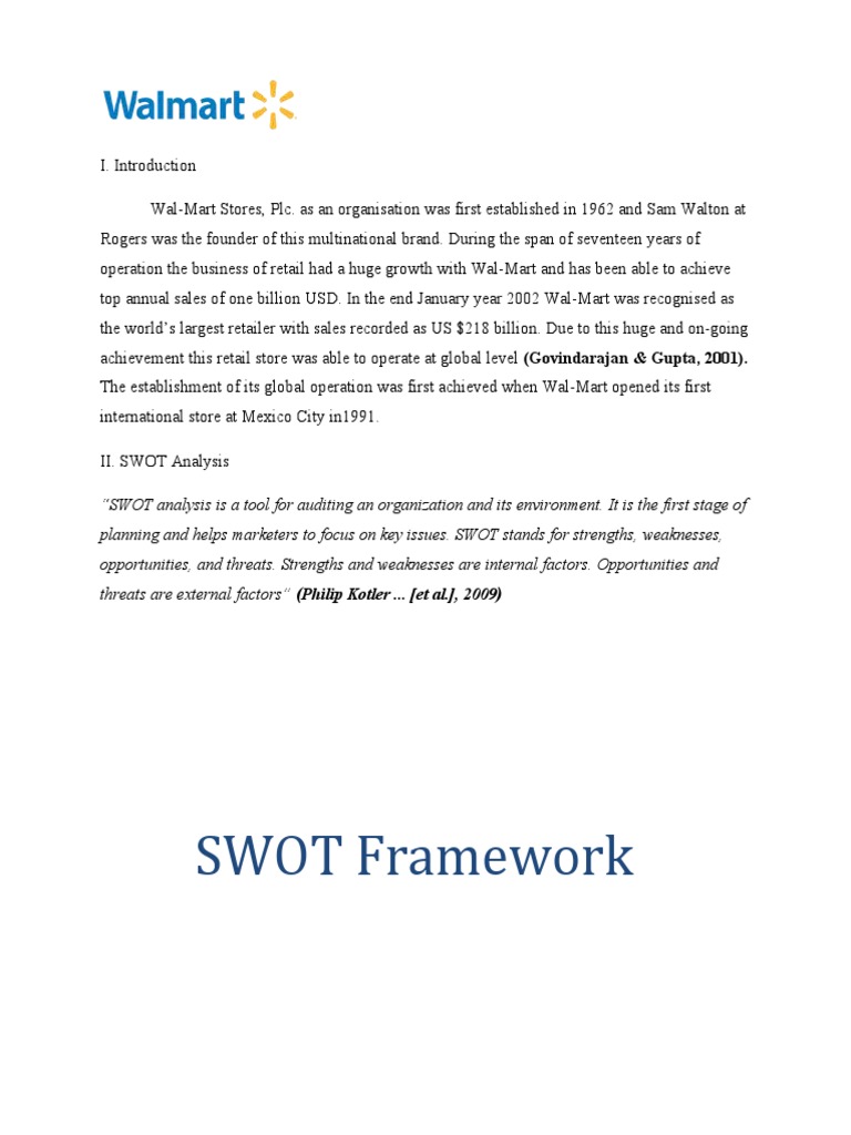 SWOT Framework | PDF | Swot Analysis | Walmart
