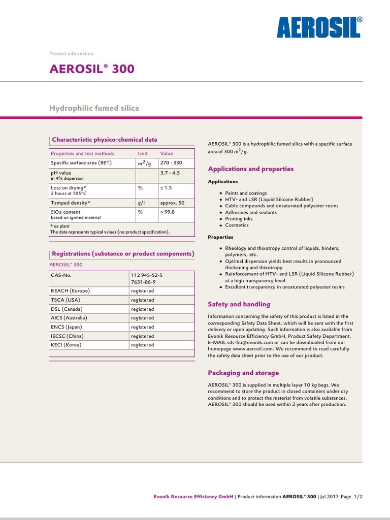 Aerosil 300 en | PDF | Silicone | Materials