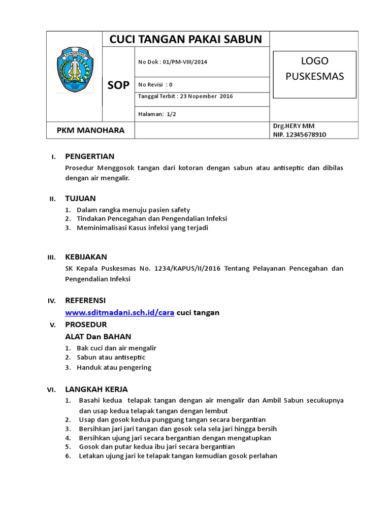 SOP Cuci Tangan Manohara With Flow Chart | PDF