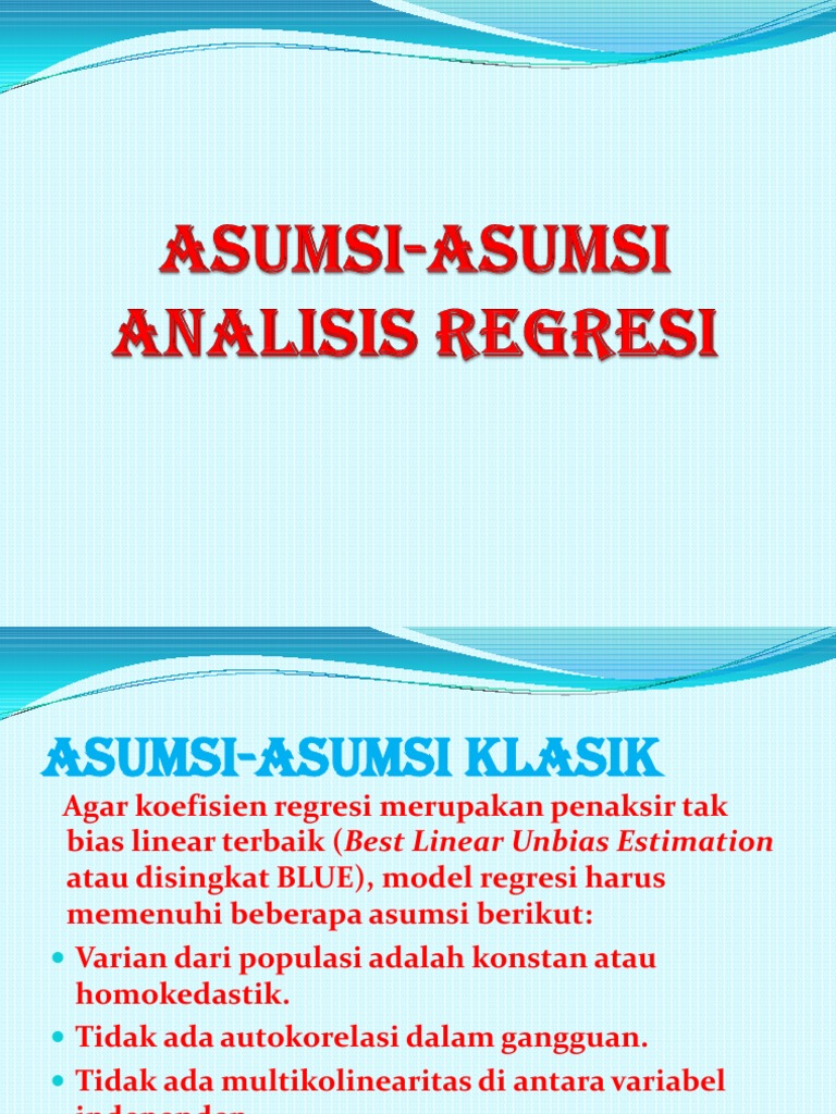 Asumsi-Asumsi Analisis Regresi PDF | PDF | Metode & Bahan Ajar