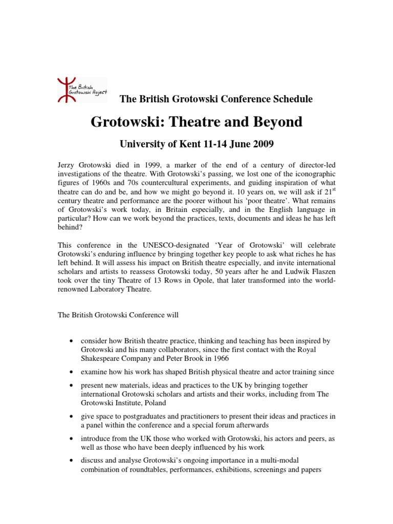 Grotowski Theatre and Beyond | PDF | Theatre | Entertainment