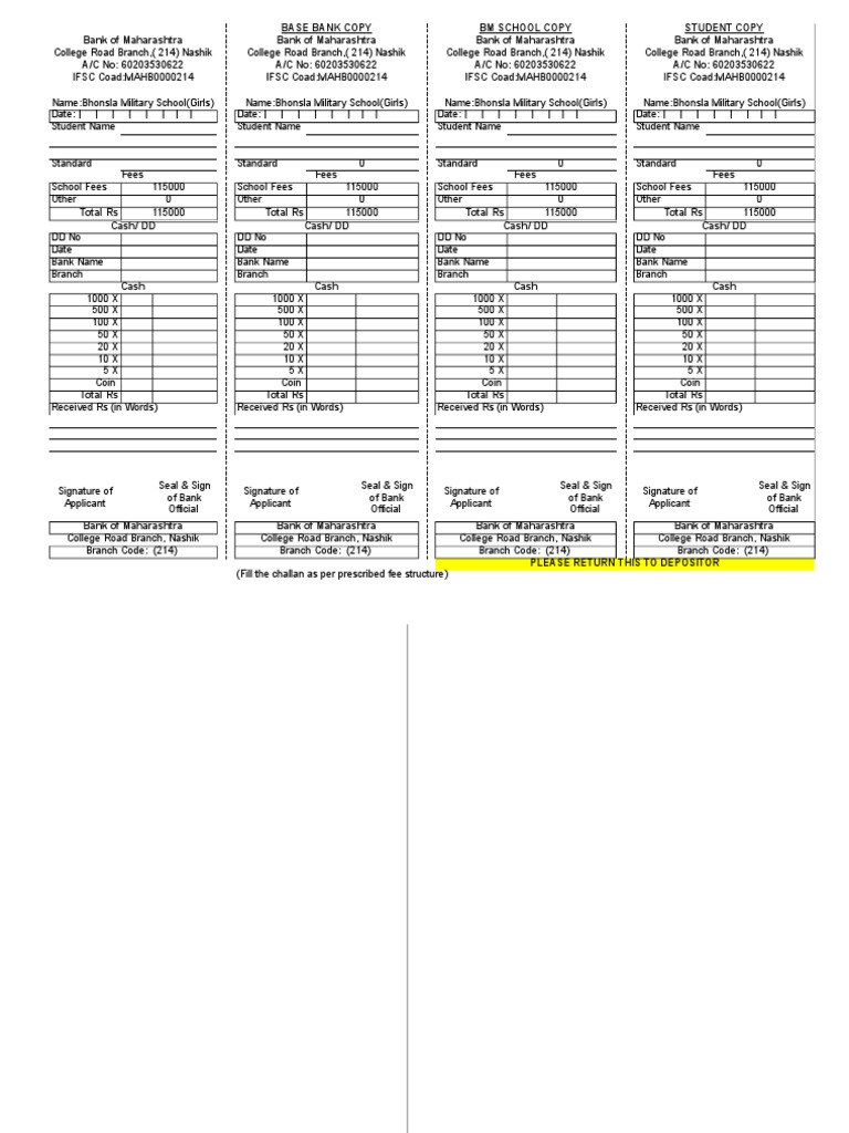 Bank Fee Receipt Template | PDF | Money | Payments