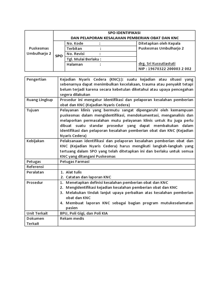 Sop Medication Error | PDF