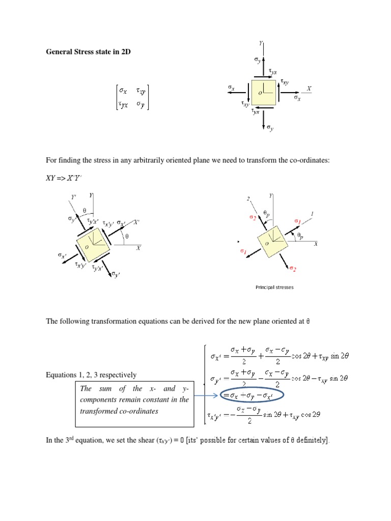2D Stress Transformation and Mohr's Circle | PDF | Cartesian Coordinate ...