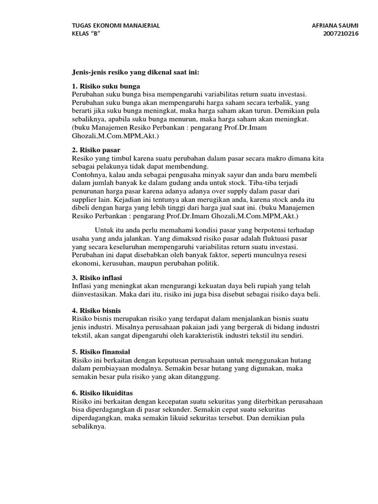 Jenis-Jenis Risiko | PDF