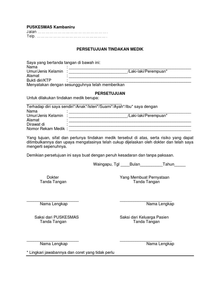 Form Persetujuan Tindakan Medis