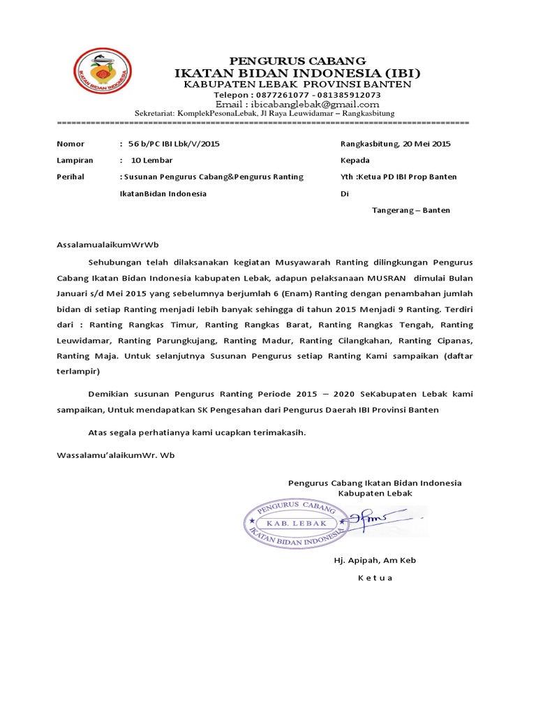 Susunan Pengurus Ranting PC Ibi Kab Lebak 2015-2020 | PDF