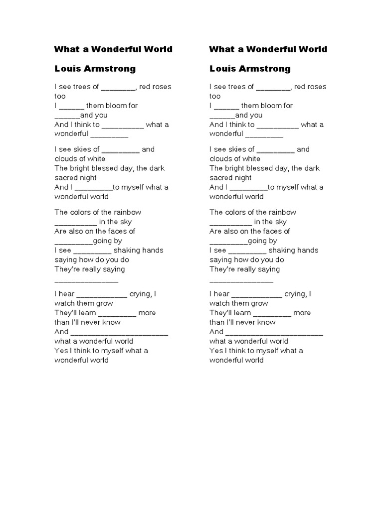 What A Wonderful World Louis Armstrong What A Wonderful World Louis ...