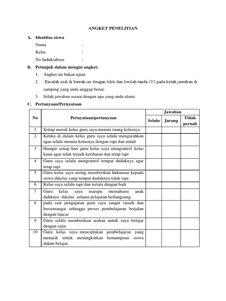 Angket Penelitian | PDF