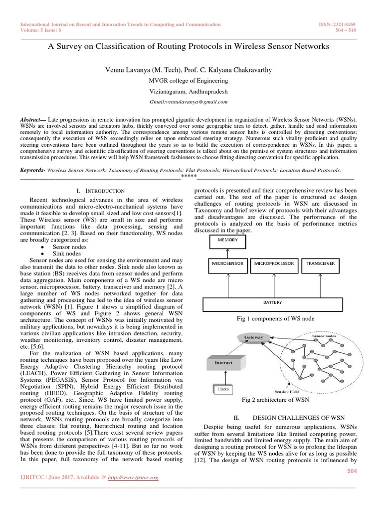 A Survey On Classification Of Routing Protocols In Wireless Sensor