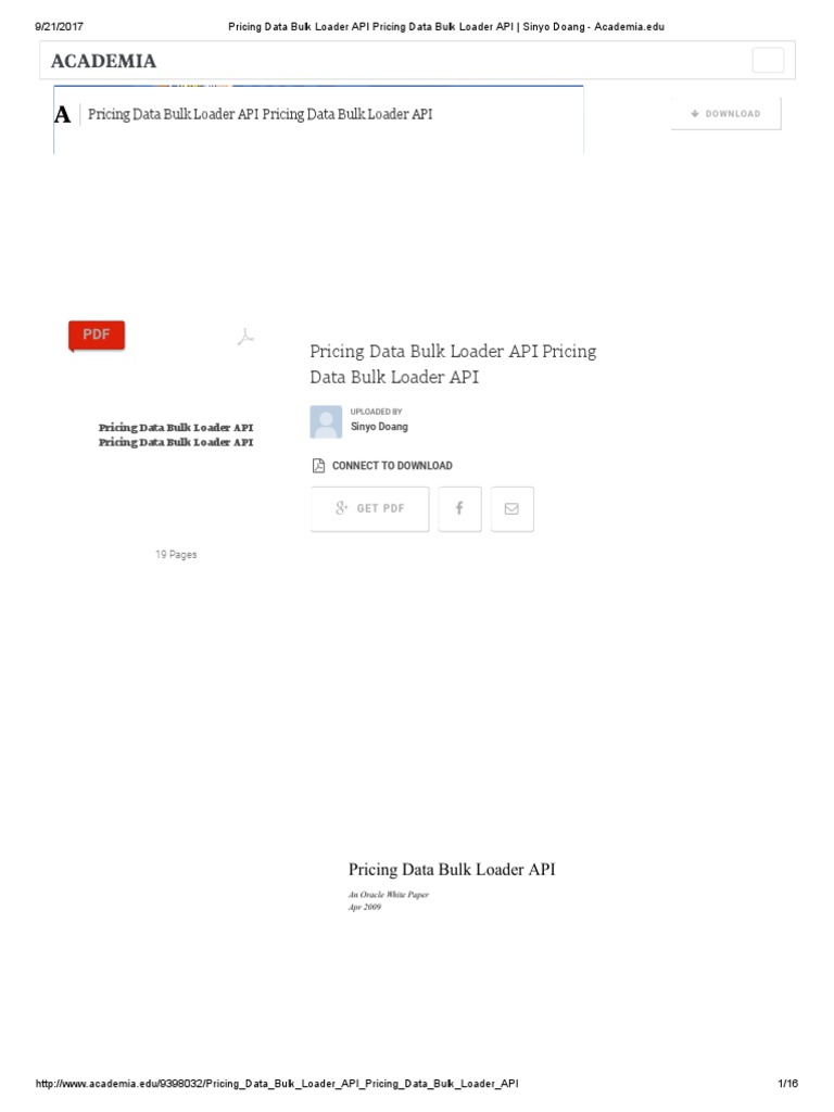 Pricing Data Bulk Loader API Pricing Data Bulk Loader API | PDF ...