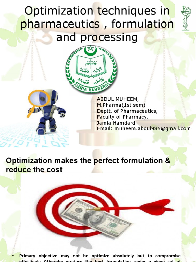 Optimization of Pharmaceutical Formulations Through Design of ...