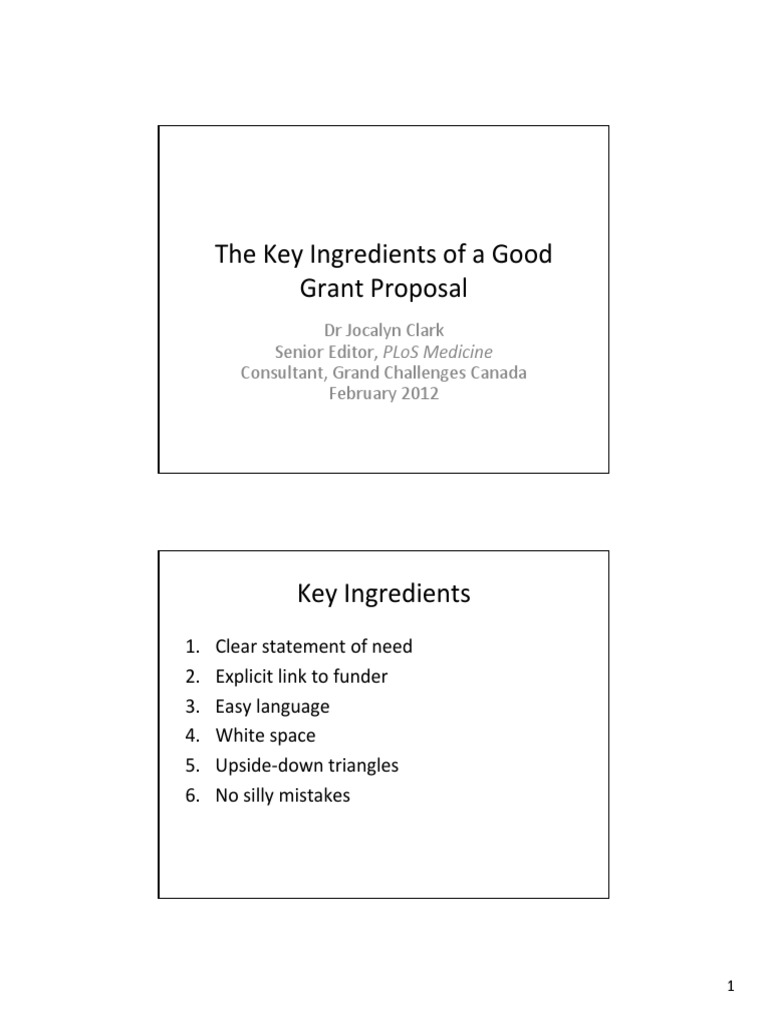 The Key Ingredients of A Good Grant Proposal | PDF | Grant (Money ...